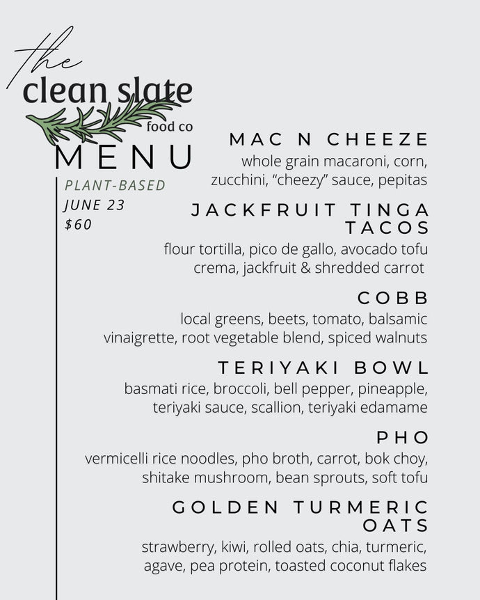 Chef's Choice Menu - Plant Based – Clean Slate Food Co.
